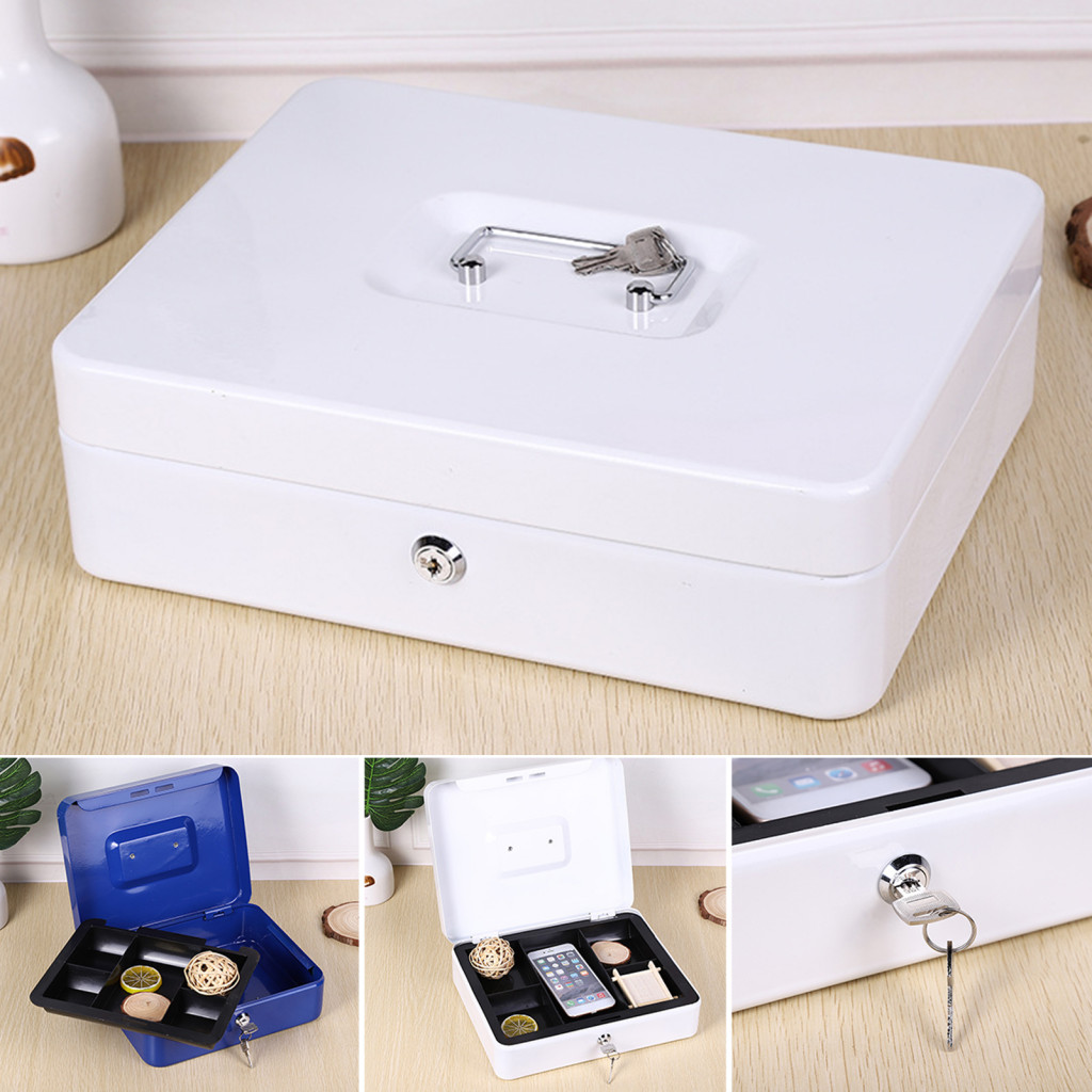 Metal Money Box Money Box with Handle Secure Fireproof Cash Safe Box ...
