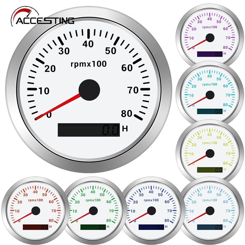 Marine Tachometer 0-8000 RPM Tachometer Replacement Tachometer with 7 ...
