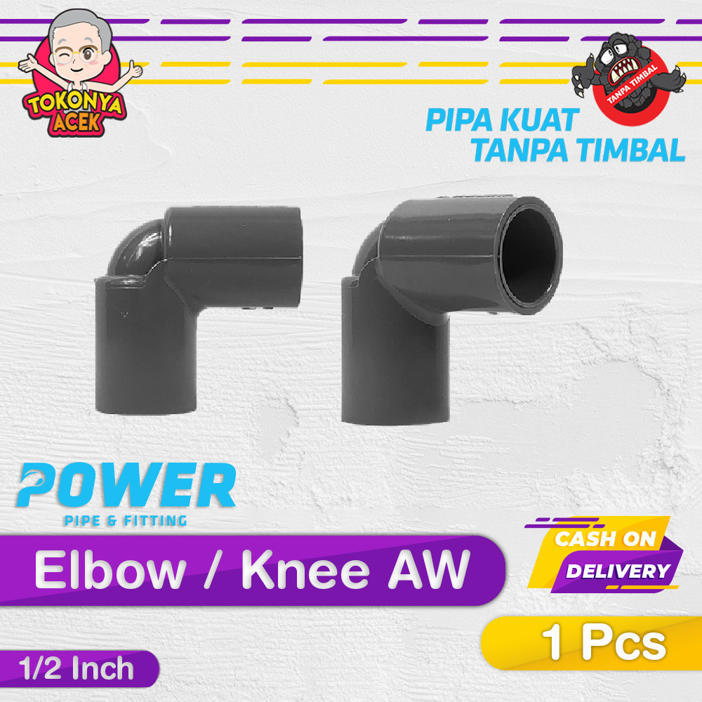 Knee AW 1/2“ POWER BRAND PVC PIPE FITTINGS KNIE | Elbow ELBOW | Keni ...