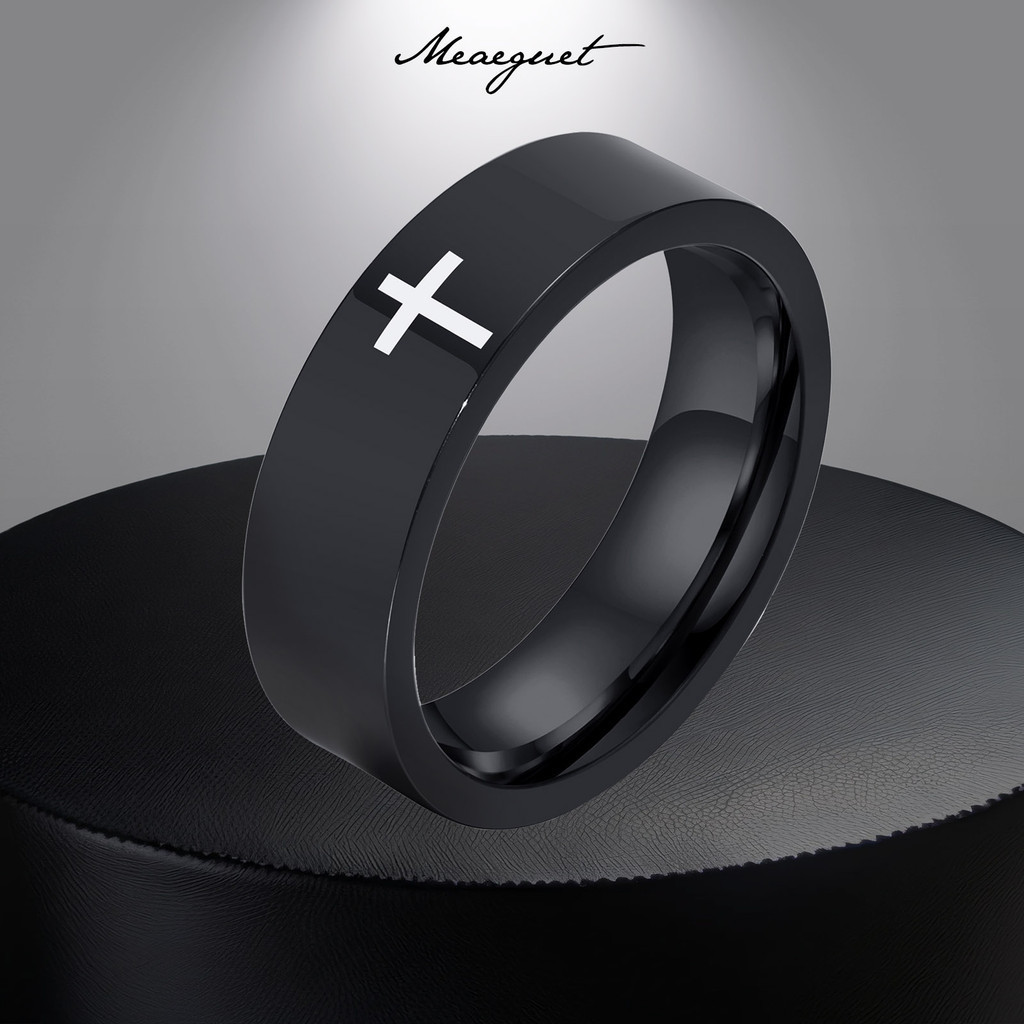 Meaeguet Titanium Steel Rotatable Ring Classic Cross Relieving Anxiety ...