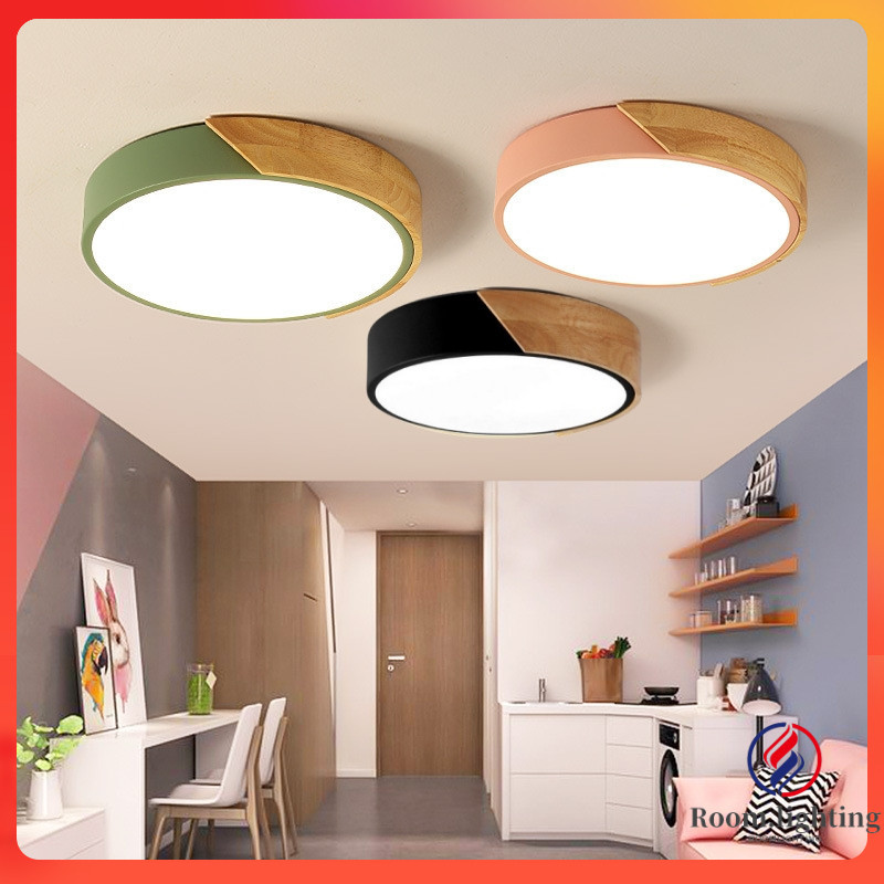 Nordic Wood Celling Lamp Chandelier Ceiling Lights Tri Color LED Design ...