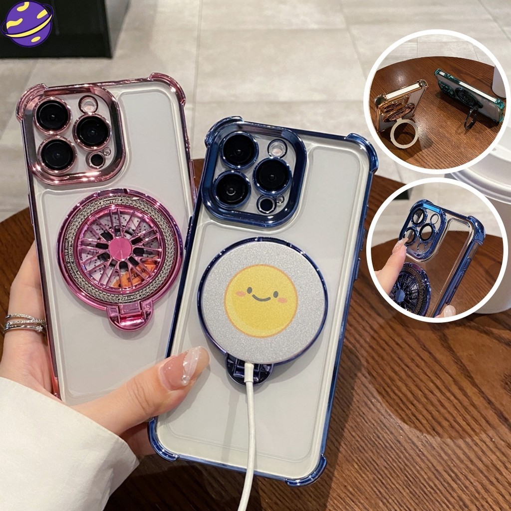 Electroplated Transparent Magnetic Bracket Phone Casing Suitable for ...