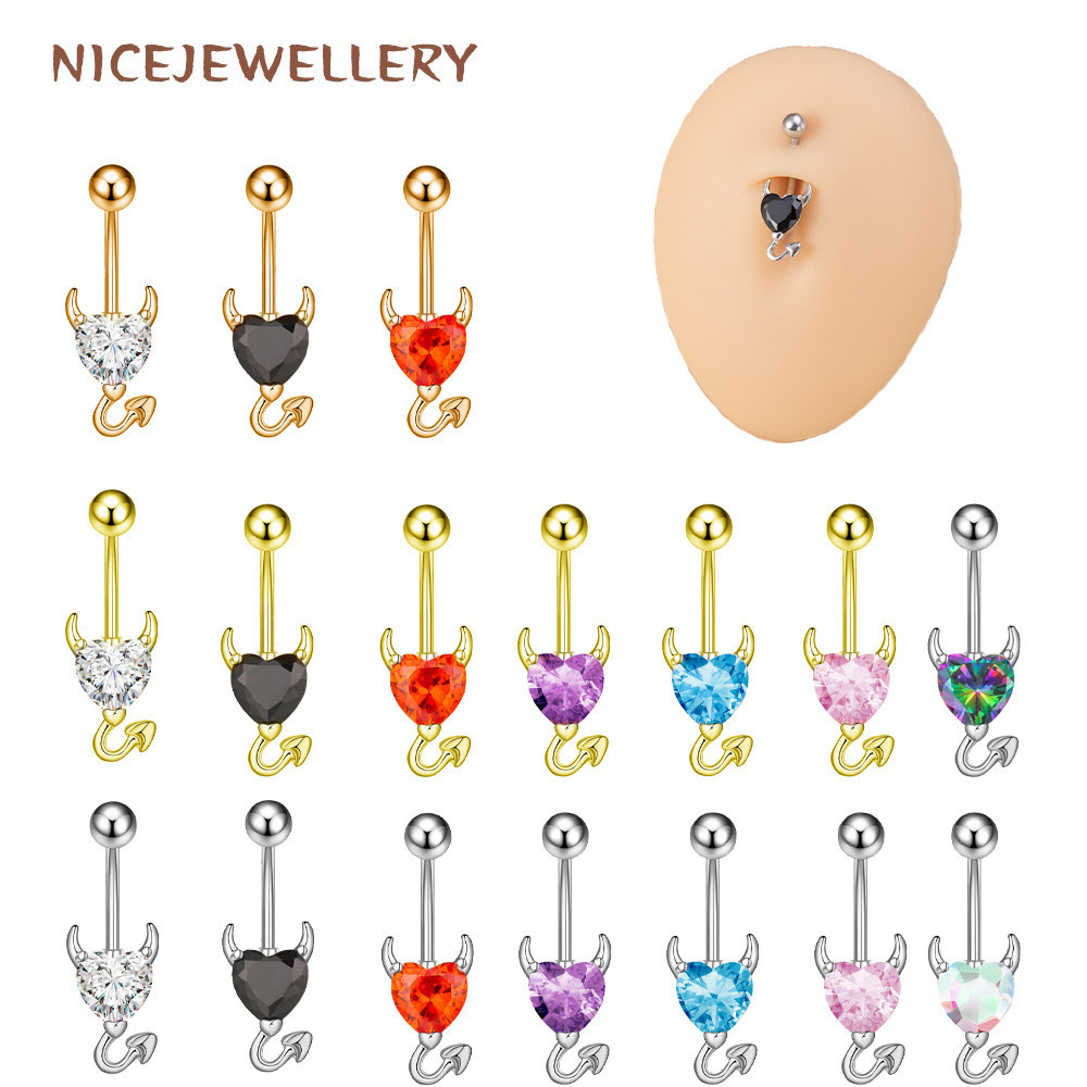 1 PC Punk Devil Pattern Navel Piercings Multicolored Anti Allergy ...