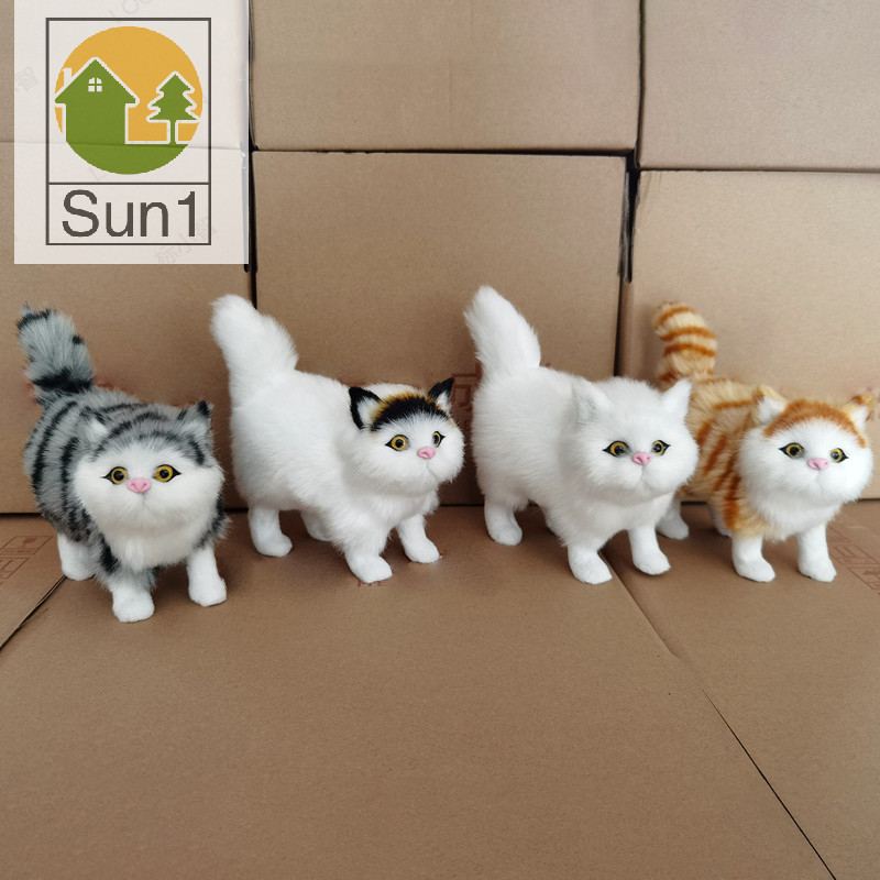 Sun1>Cute Simulation Cat Plush Toys Soft Stuffed Kitten Model Fake Cat ...