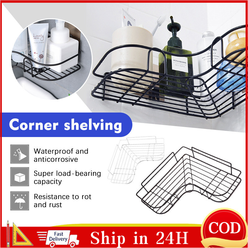 Bathroom Corner Storage Rack traceless Wall-mounted Kitchen Rack Corner ...