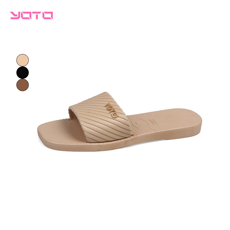 YOTO Summer Korean Slip On Flat Slippers For Women Rubber Made Outdoor Indoor Footwear | Shopee ...