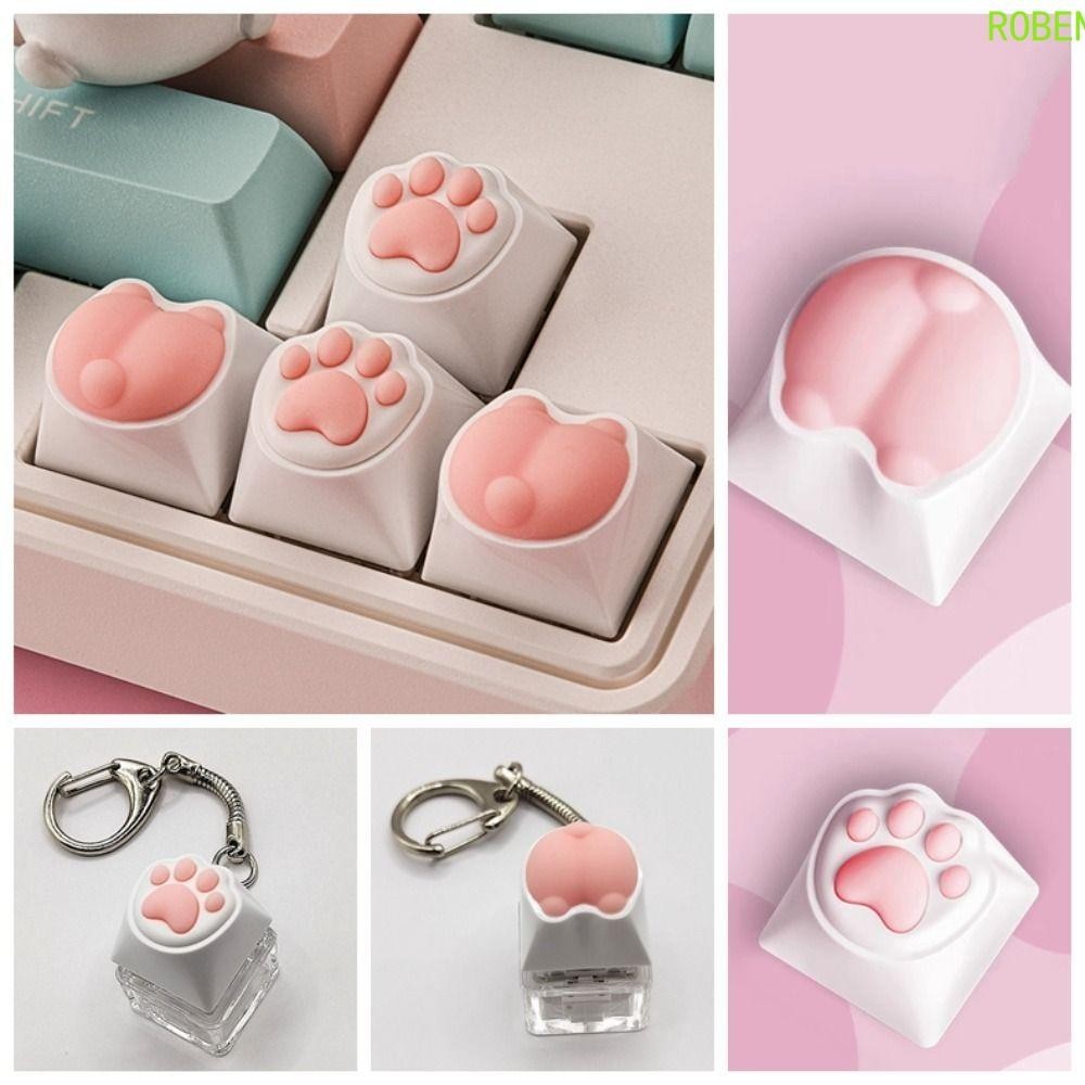 ROBEN Cat Paws Corgi Buttock Keycap, LED Silicone Pink Cat Claw Keycap ...