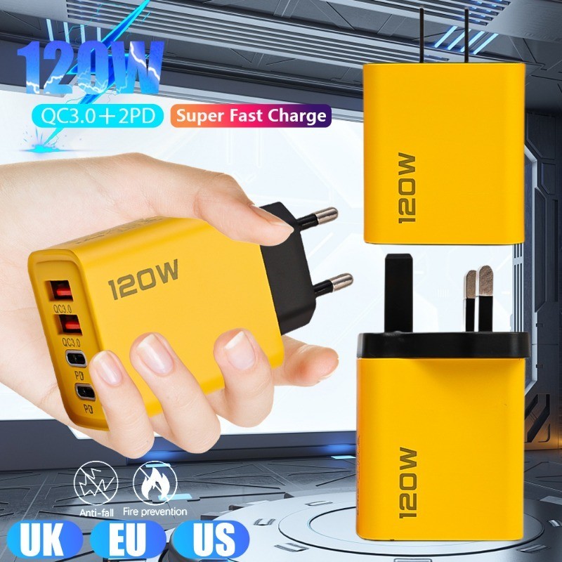 120W Fast Charger - Wall Charger Plug Head - USB C PD Dual Ports ...