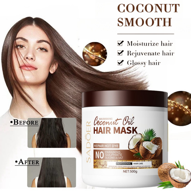 SADOER Coconut Hair Mask Nourishing Mask Conditioner for Damaged and Dry Hair Loss 500ml ...