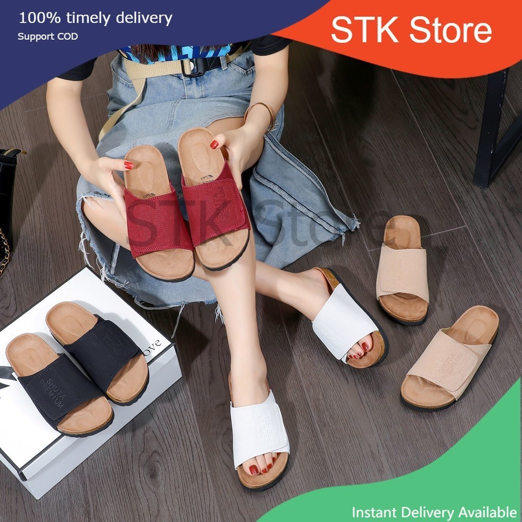 SHUTA Korean Women Flat Cork Sandals Japanese Retro Casual Shoes Beach ...