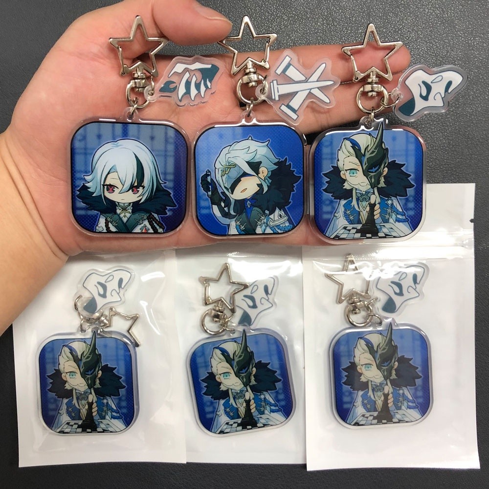RR+`Genshin Impact Keychain Fatui Harbingers Captain Maiden Cosplay ...