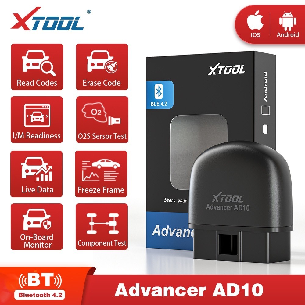 RR+√XTOOL AD10 OBD2 Diagnostic Scanner Bluetooth-compatible ELM327 Engineer Code Read Work With ...