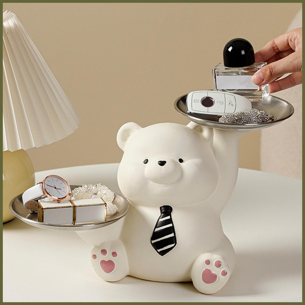 Bear Sculptures Keys Holder Bear Statue Figurines for Storage Display Creative Entryway Bear Key ...