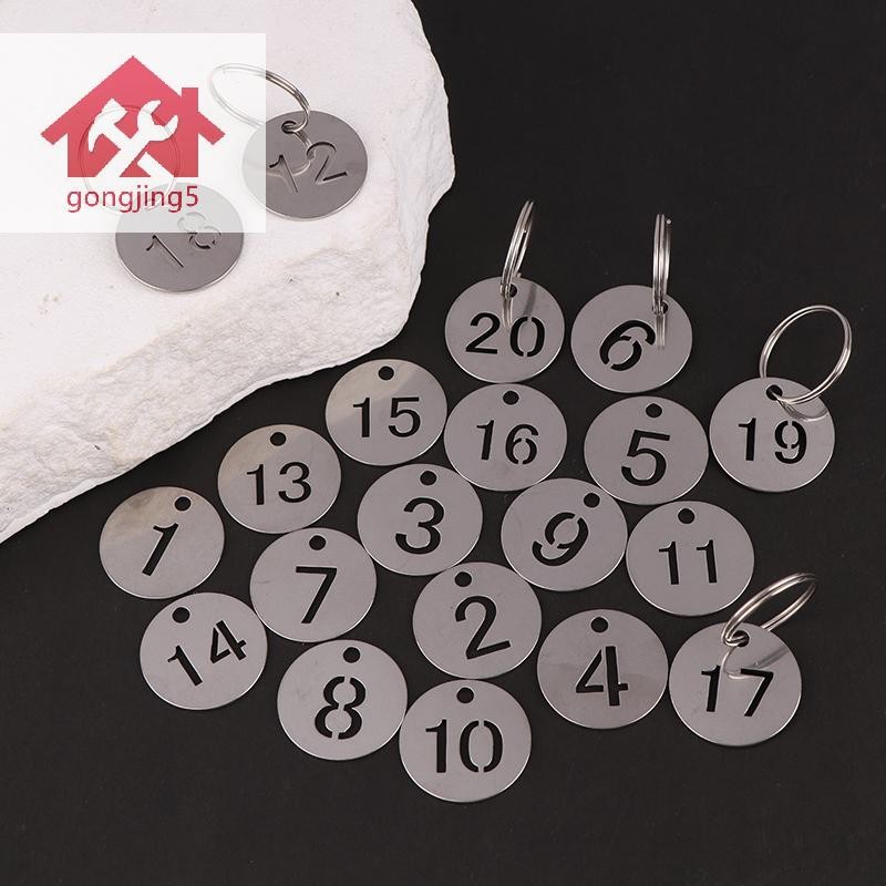 IGO 20 Pcs Stainless Steel Number Plate Key Label Tags Chain Labels ...