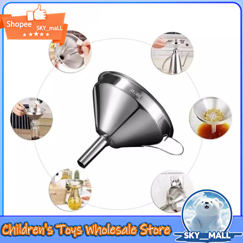 304 stainless steel funnel filter screen Kitchen oil pouring wine ...