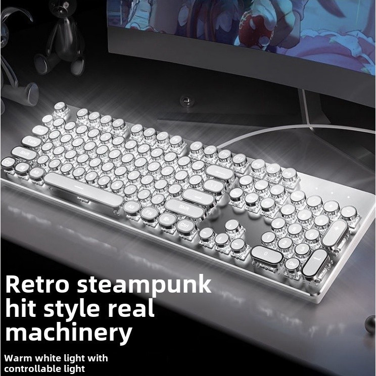 Punk mechanical keyboard Forerunner Steampunk Retro Mechanical Keyboard ...