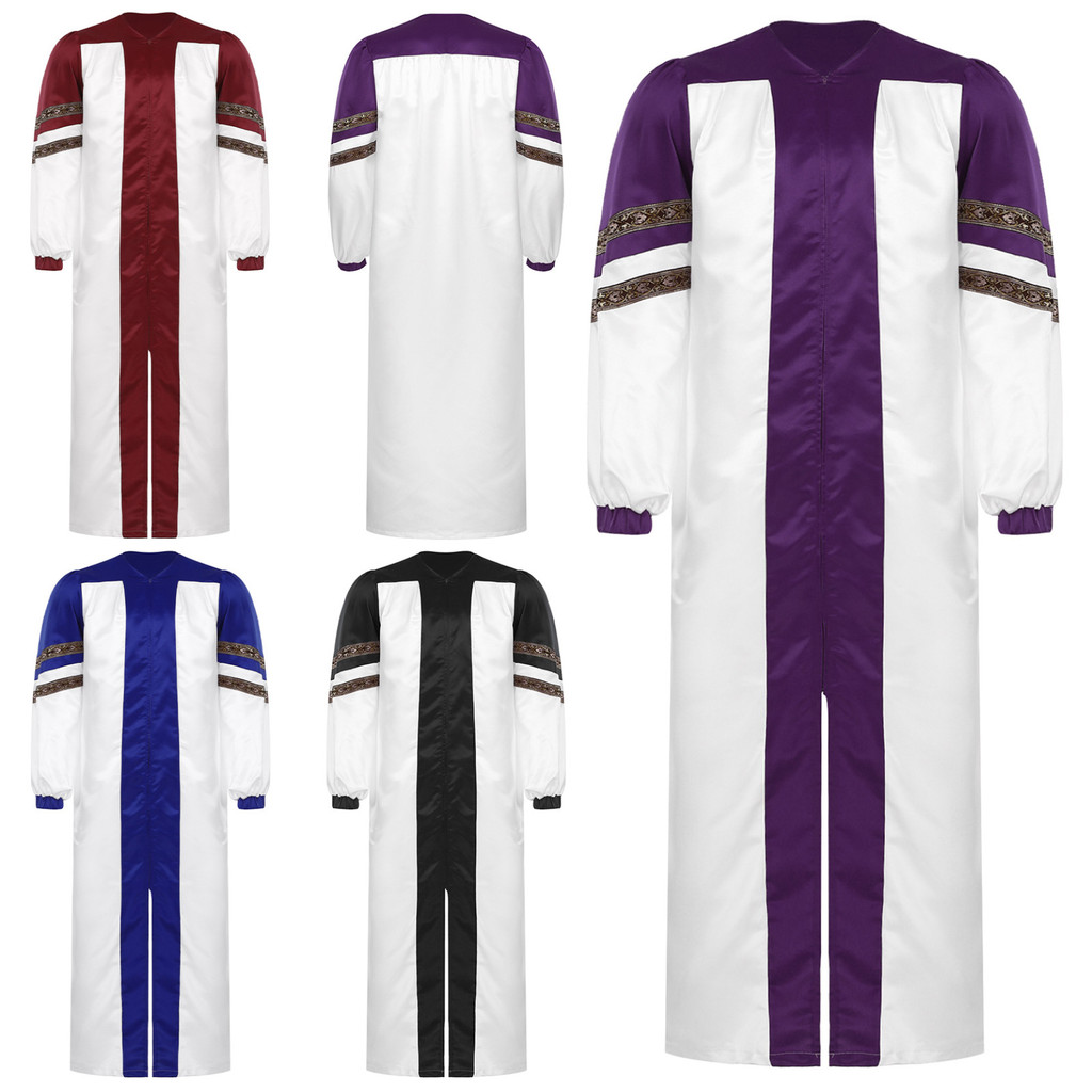 Men Church Choir Robe Pastor Clergy Christian Priest Cosplay Costume ...