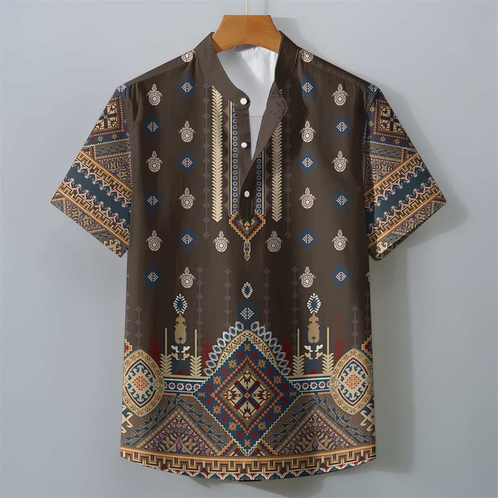 2025 Dashiki Barong Ethnic Stand-up Collar Short-sleeved Top ...