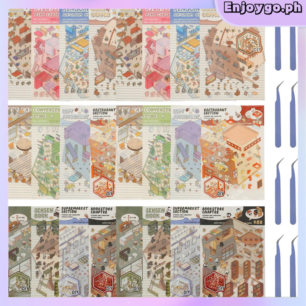 3D House Stickers 2 Sets DIY Sticker Therapy for Adult Fun Cute Cartoon ...