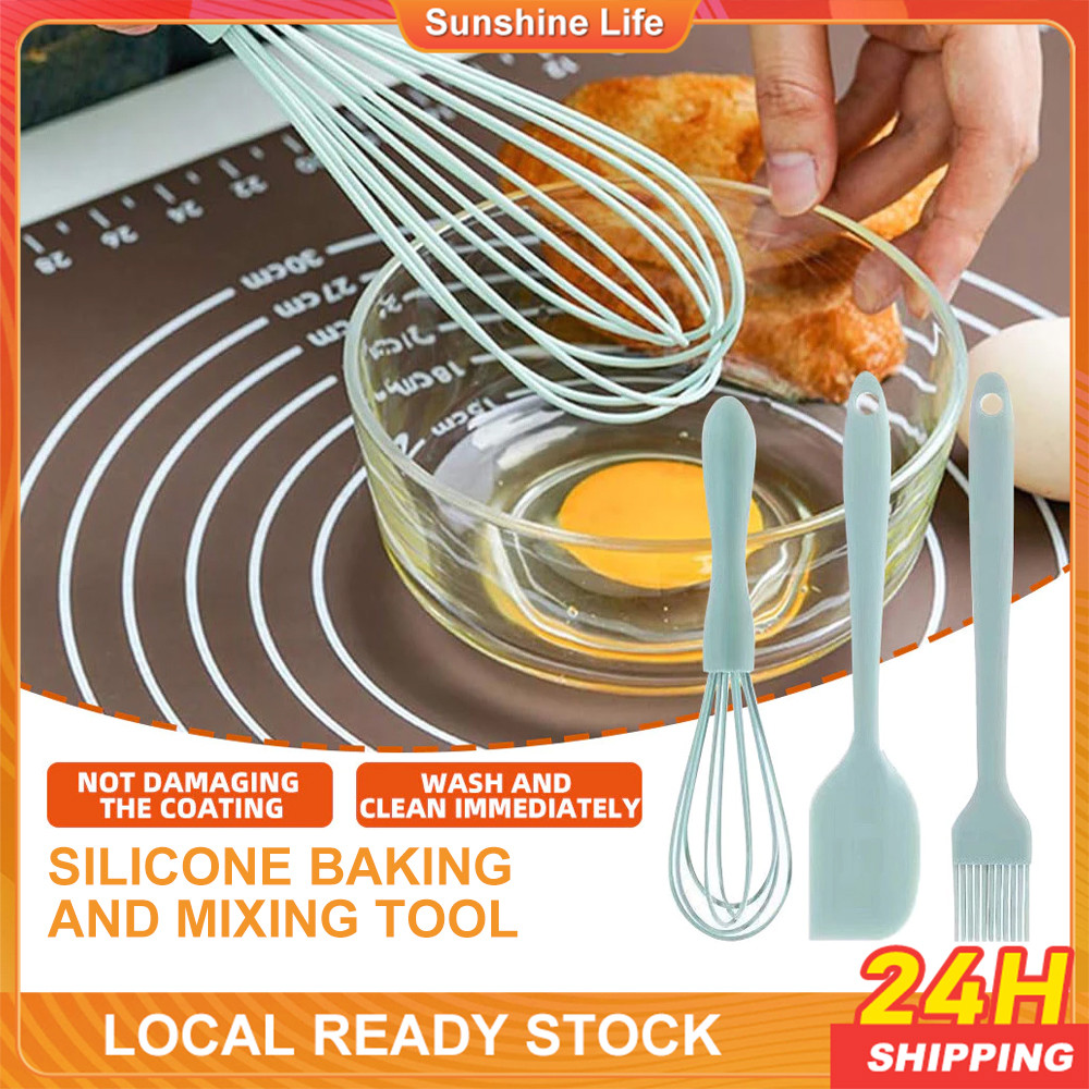 3Pcs Oil Brush Spatula Baking Hand Mixer Silicone Baking Set Baking ...