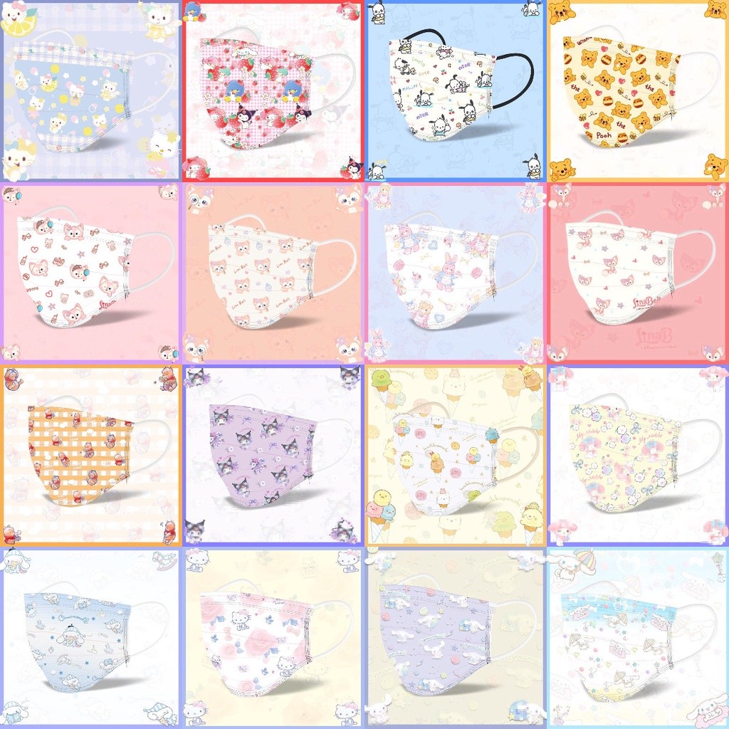 JI8 Stitch Pochacco Dumbo Hello Kitty Kuromi Cinnamoroll Face Mask for ...