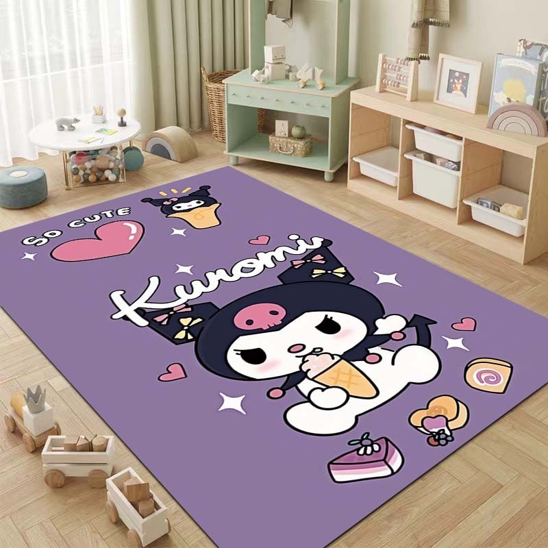 Cartoon My Melody Kuromi Plush Floor Mat Rug Nonslip Round Doormat ...