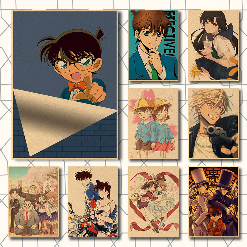 Detective Conan Japanese classic anime characters retro kraft paper ...