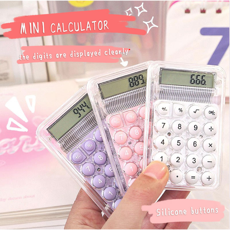 Portable mini Calculator Digit Display Mini Size Transparent Calculator ...