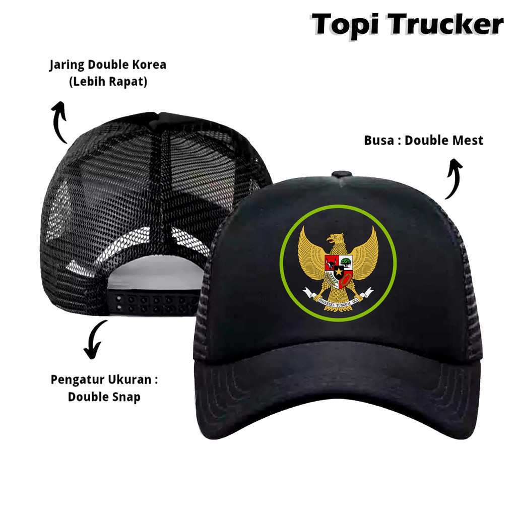 Garuda Round Mesh Trucker Hat Indonesia Independence Day Men's and ...