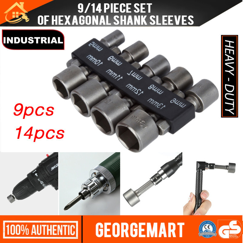 9Pcs Socket Nut Driver Set Hex Drill Bits Sets Driver Socket Adapter ...