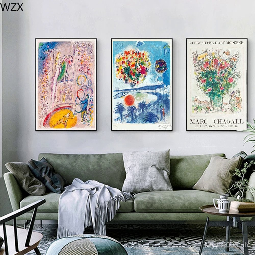 Marc Chagall Fashion Retro Posters And Prints Abstract Sunset Wall Art ...