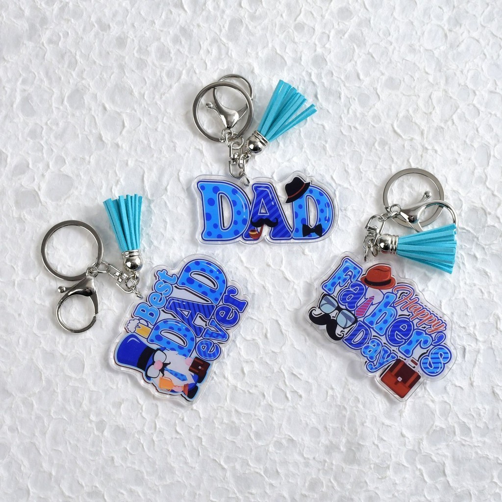 SQ3 Fathers Day Best DAD ever Keychain acylic key holder English letter ...