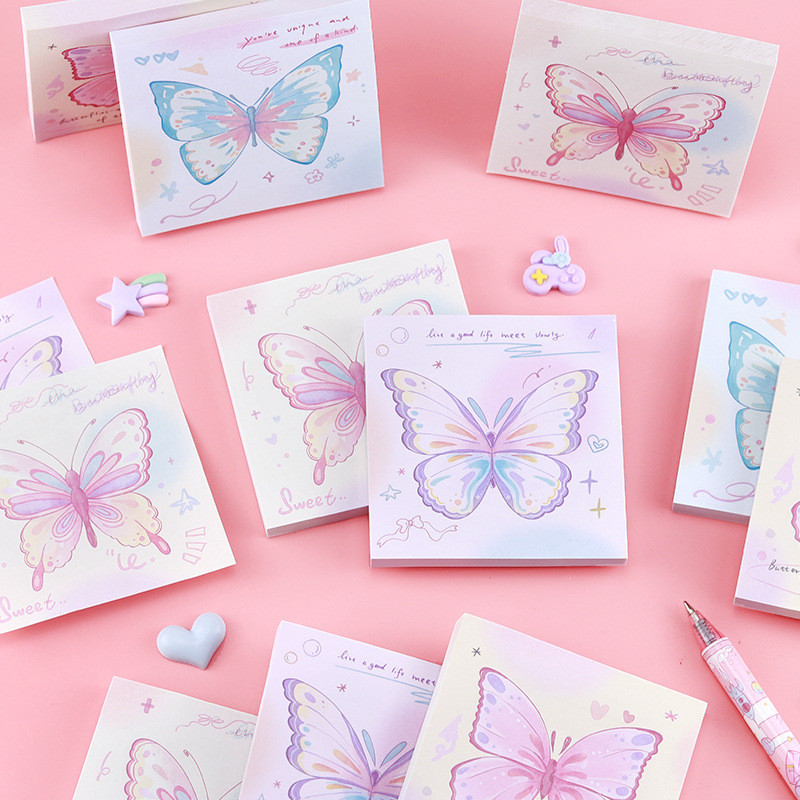 80 sheets/pcs Gradient Butterfly to Do List Planner Sticky Note Book ...