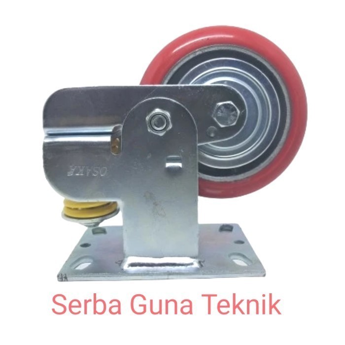 Pu Wheel 6" inch OSAKA Die Plate Heavy Duty Spring Caster Trolley Wheel ...