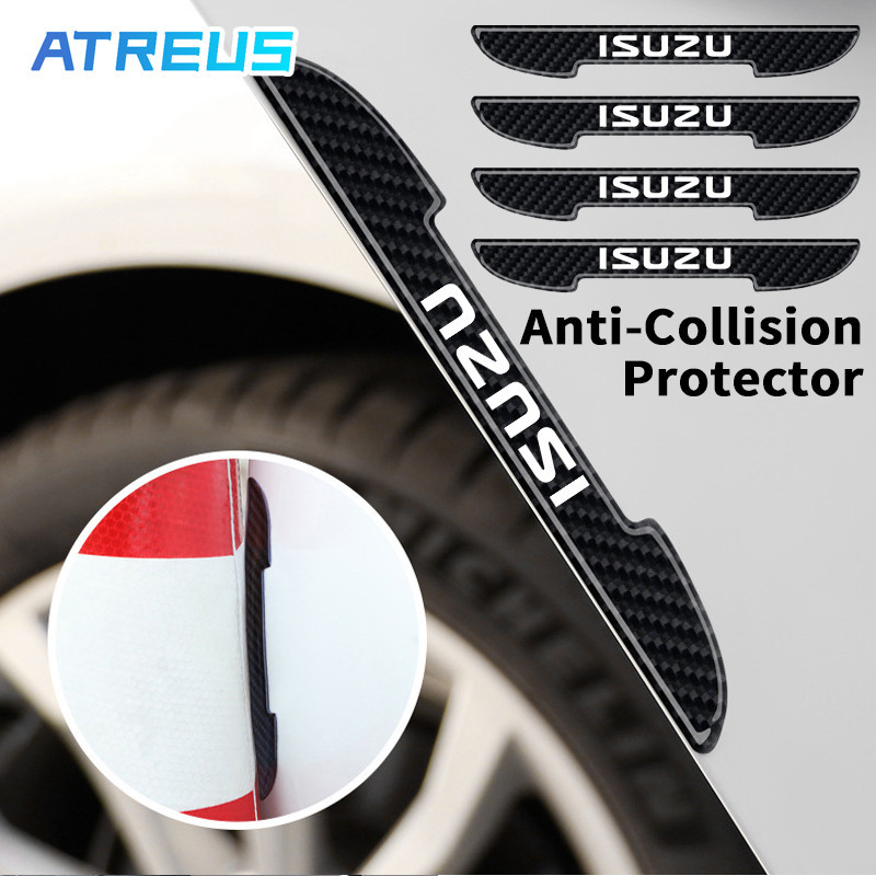 4Pcs Isuzu Car Door Anti-Collision Strip Guards Carbon Fiber Texture ...