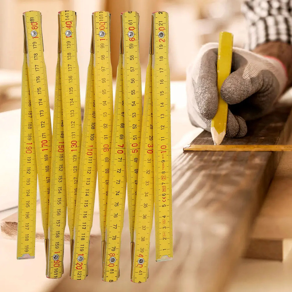 Portable Wooden Folding Ruler 2 Meter 10 Folds Wooden Yard Stick Ruler ...