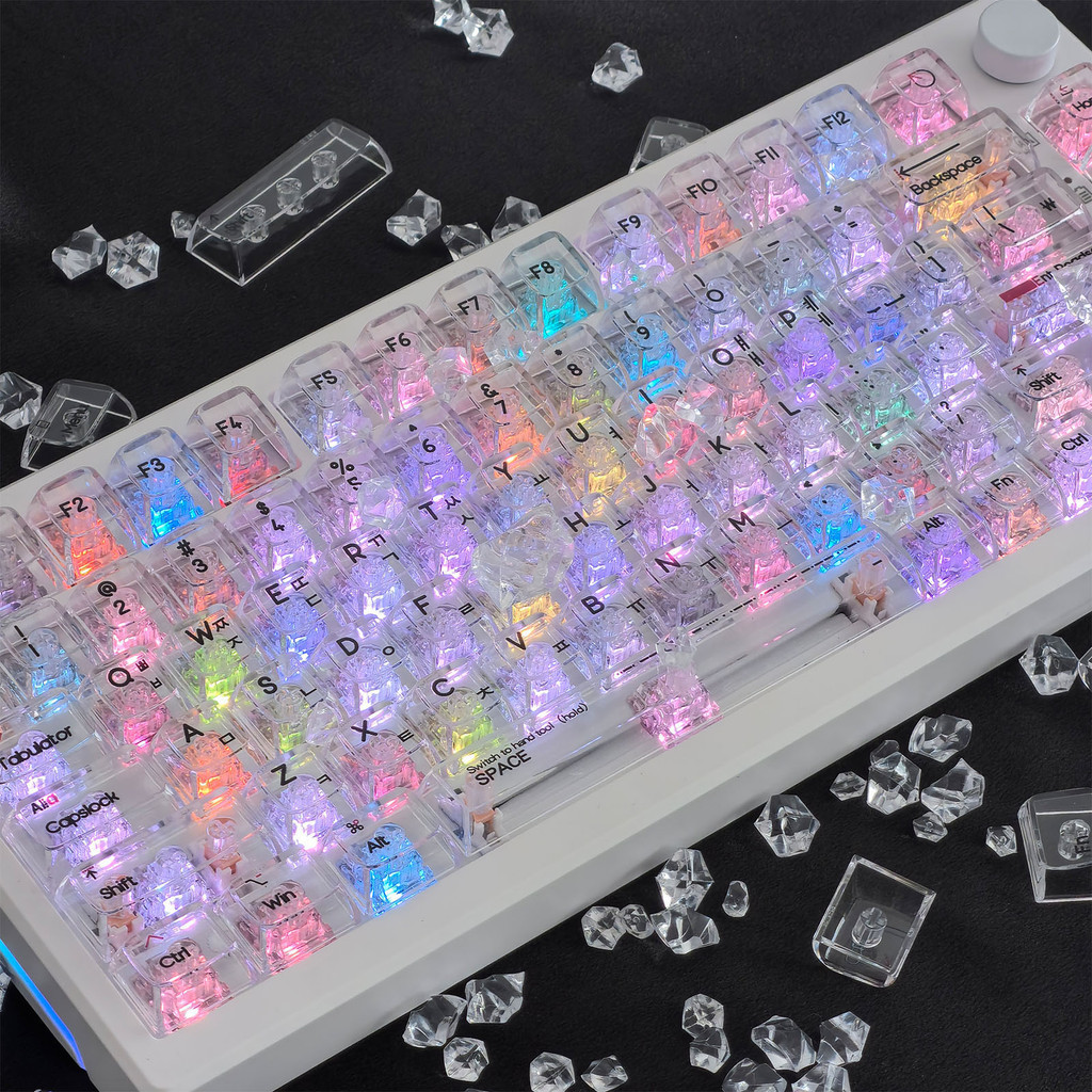 Korean/English Transparent Crystal Keycap CBSA Profile PC LED Piercing ...