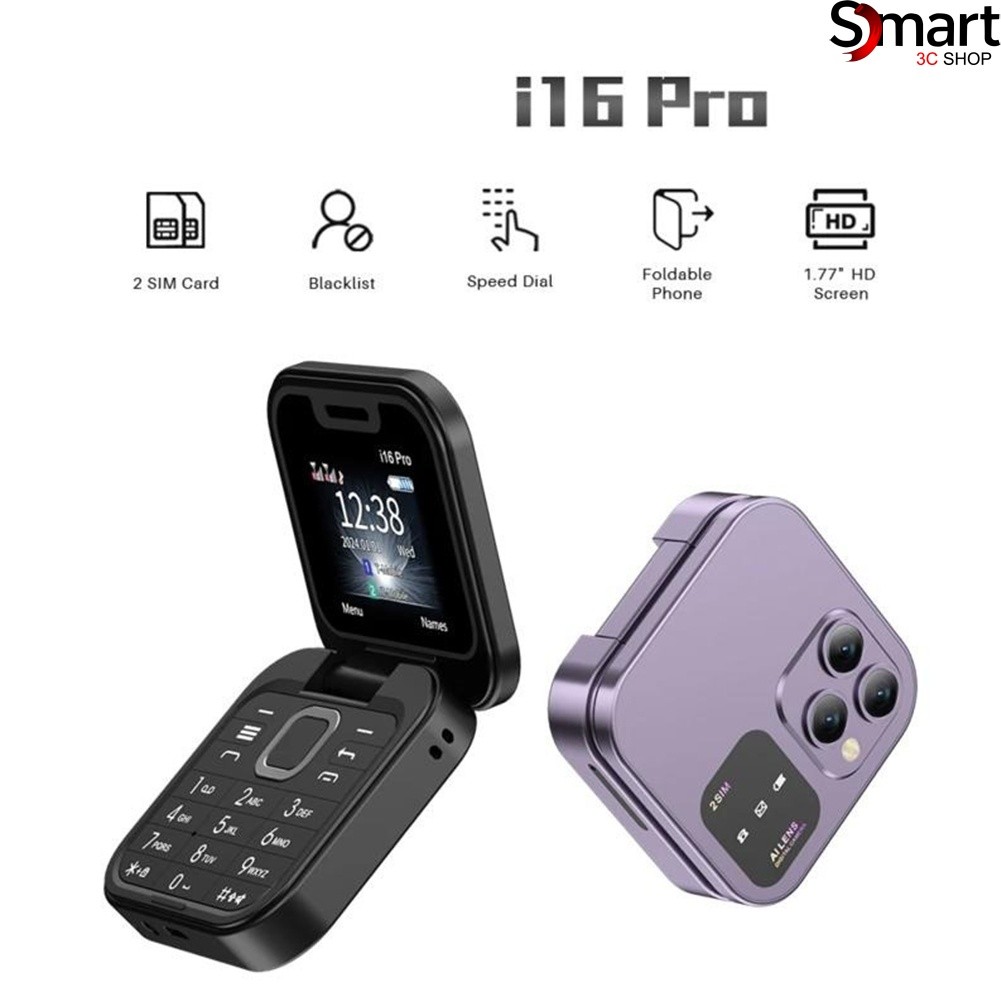 Foldable mini Phone Brand New i16 Pro Flip Phone 120H Endurance Keypad ...