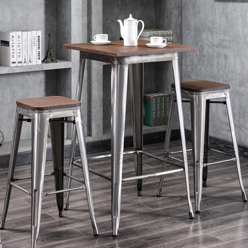 Iron Bar Table Coffee Shop Metal Wall Stainless Steel Bar Counter ...