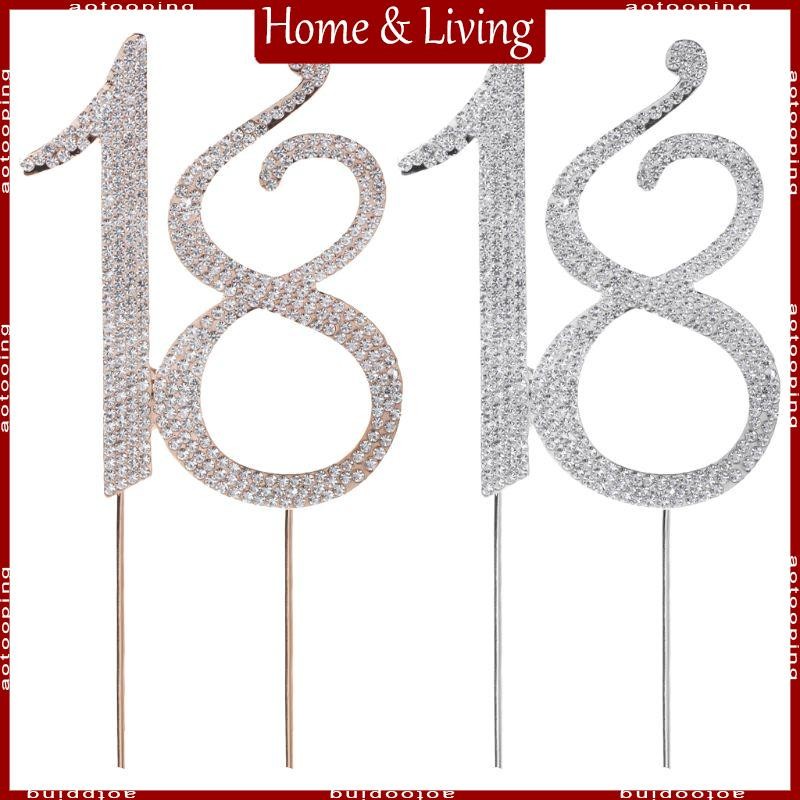 AOTO Diamante for Rhinestone Number 18 Cake Topper For 18th Birthday ...