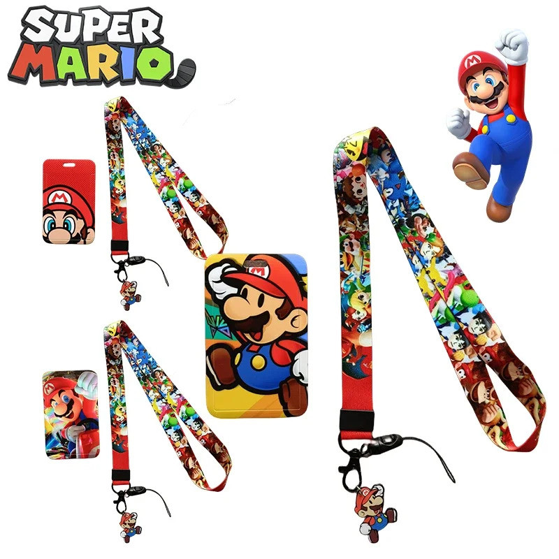 Super Mario Anime Cardholders with Necklaces Cartoon Credit Card Holder ...