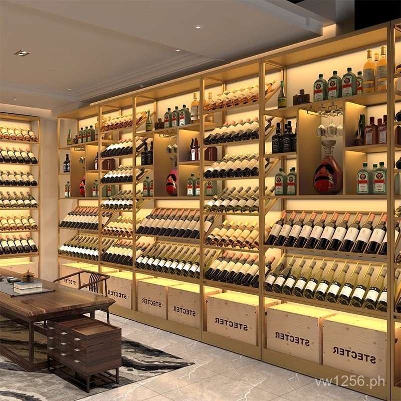 Wine Rack Wine Display Cabinet Shop Floor-Standing Wine Cabinet Winery ...