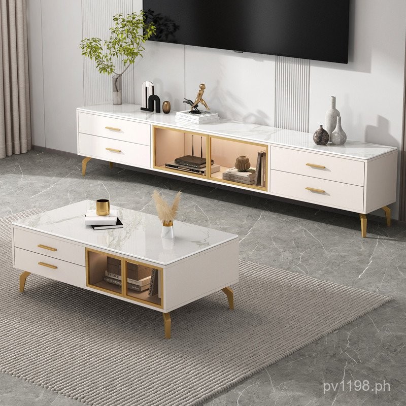 Electric Coffee Table Small Apartment Floor Cabinet Light Luxury Yellow ...