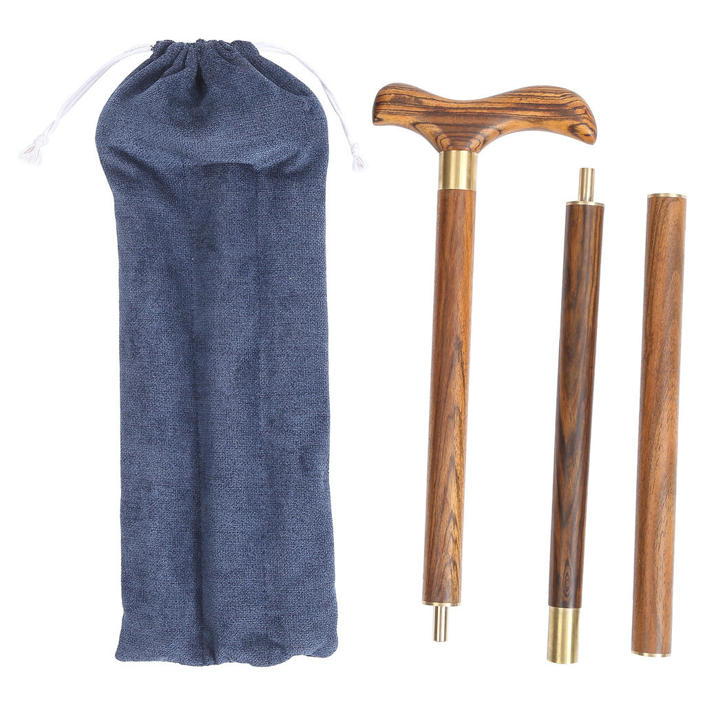 Professional Folding Walking Stick Ebony Wooden Cane with T Handle for ...
