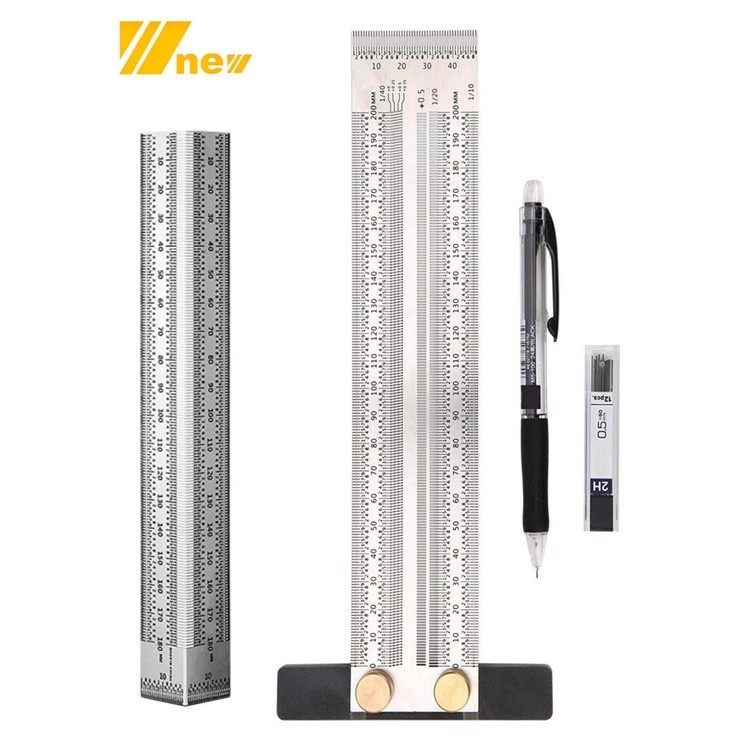 RQ+＞Precision Marking Ruler 200/300/400mm Stainless Steel Marking T ...