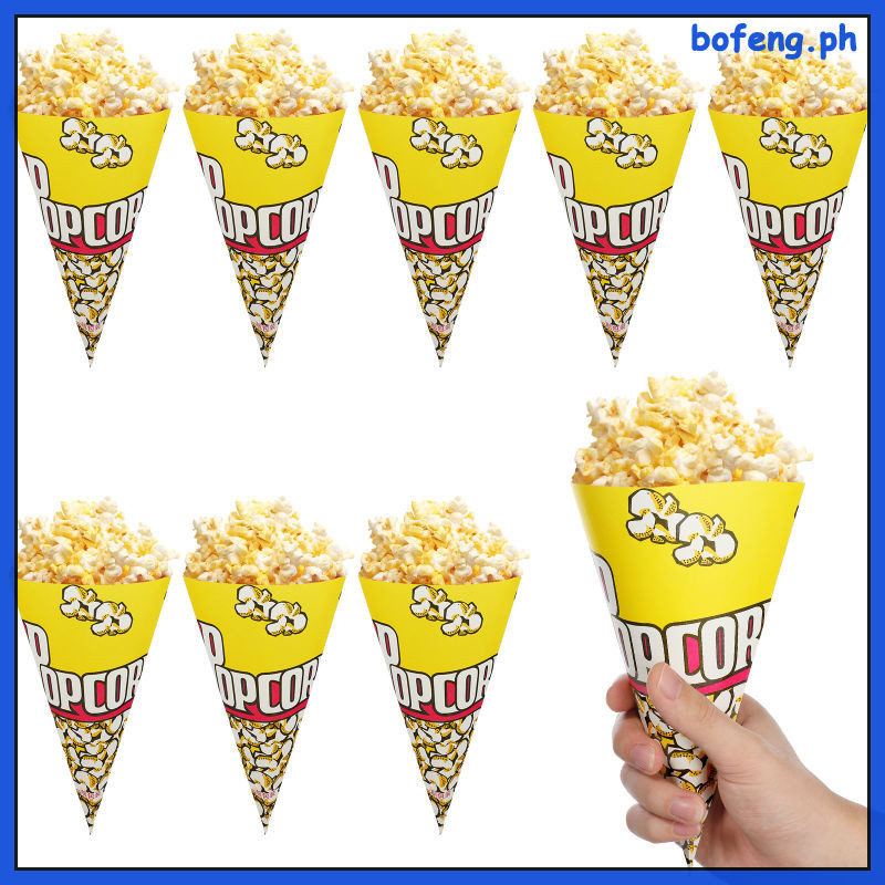 50pcs Paper Popcorn Bags Cone Shaped Popcorn Treat Bags Party ...