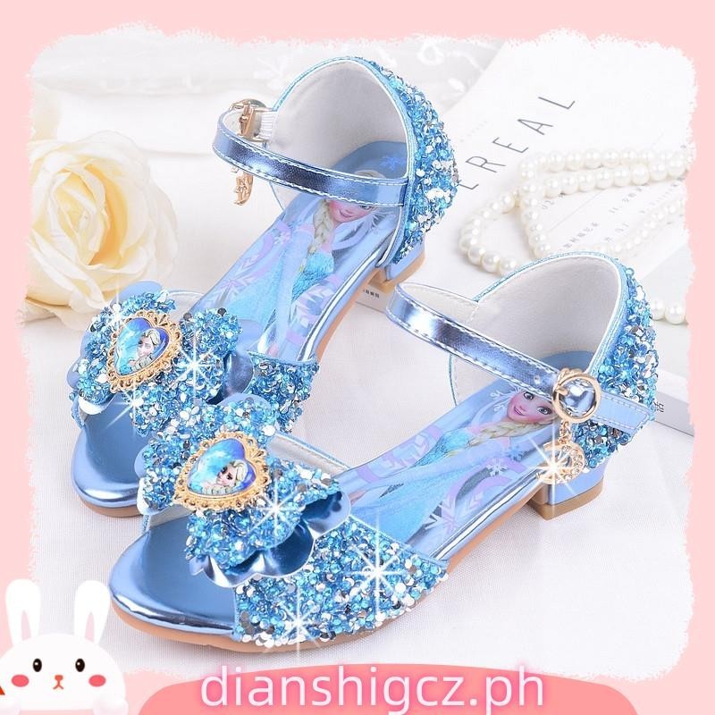 New girls high heel Princess sandals Frozen Elsa fashion shiny ...