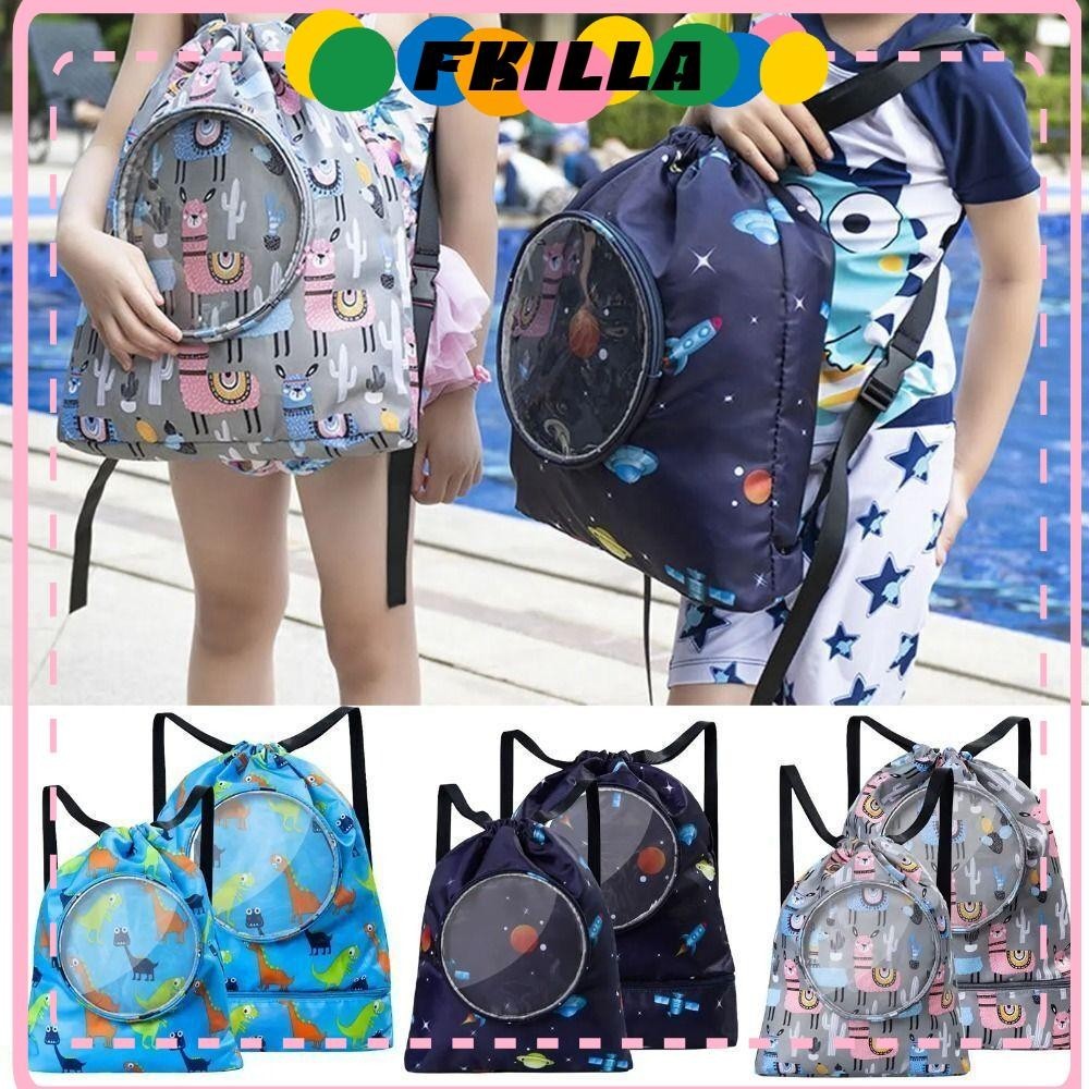 FKI Sports Storage Bag, Cartoon Print Beach Bag, Dry Wet Separation ...