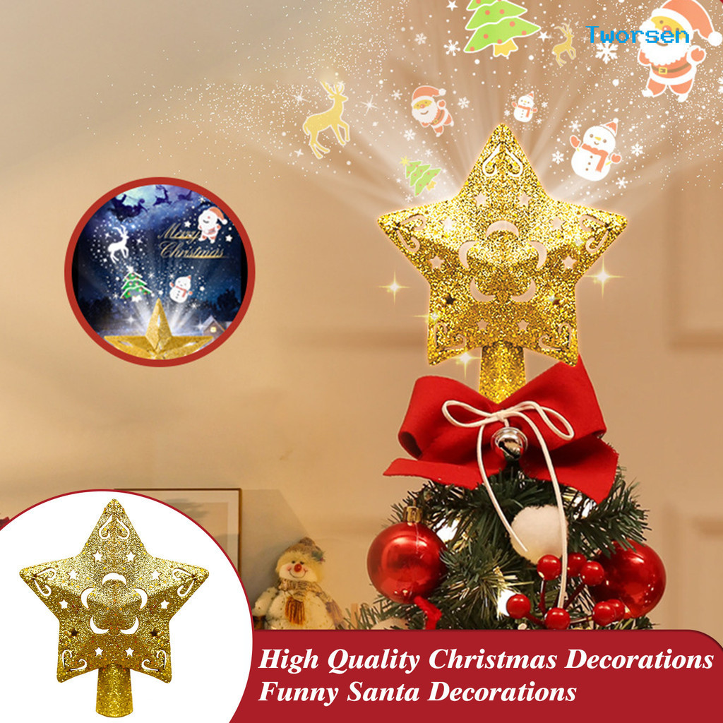 TW-Christmas Tree Topper 3D Rotating Star Light with Pattern Projector ...