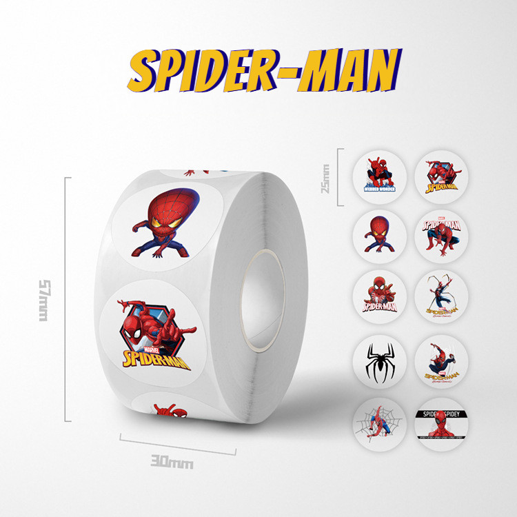 500pcs/roll Spider-Man Sealing Sticker Marvel Label Stickers Stationery ...